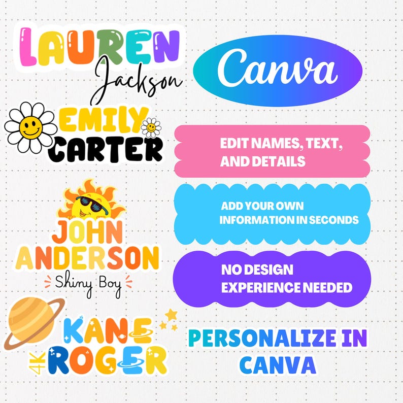 Etiquetas escolares editables en Canva, etiquetas personalizadas para ...