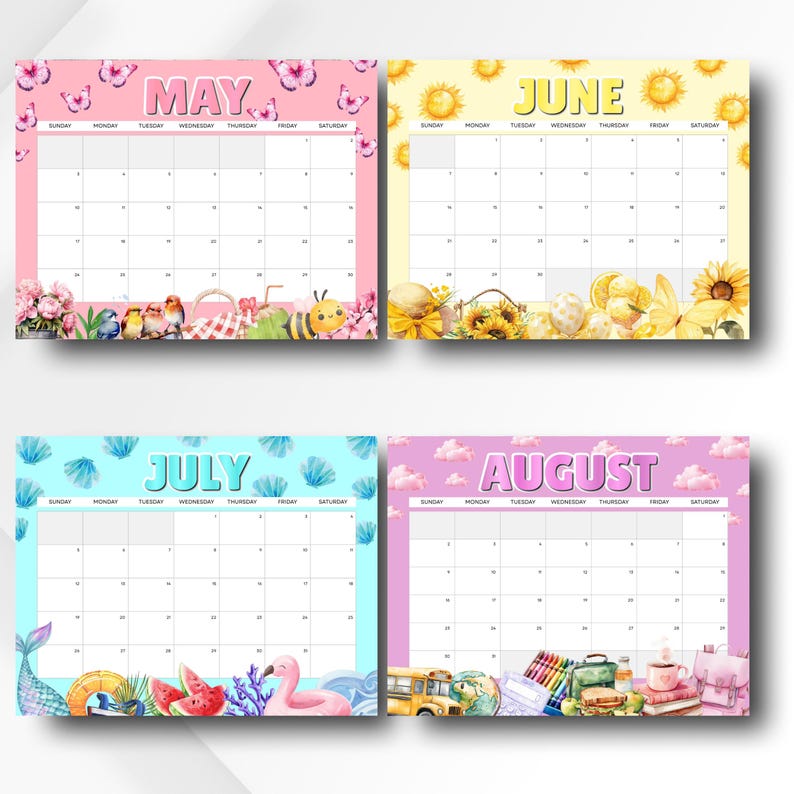 Editable 2026 Monthly Calendar, Cute Printable 2026 Planner for Kids ...