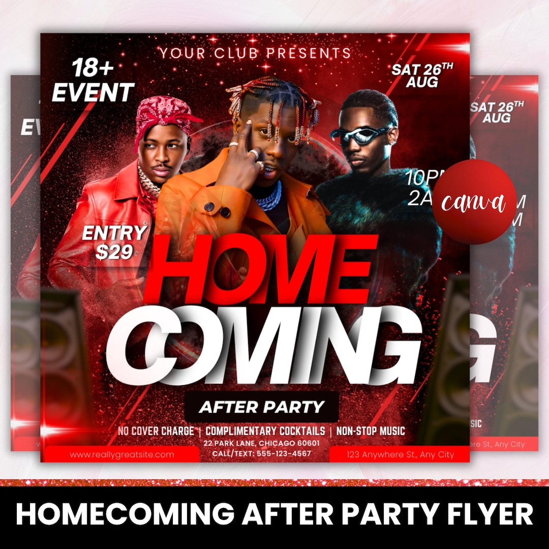 Homecoming After Party Flyer, Homecoming Flyer, School College After ...