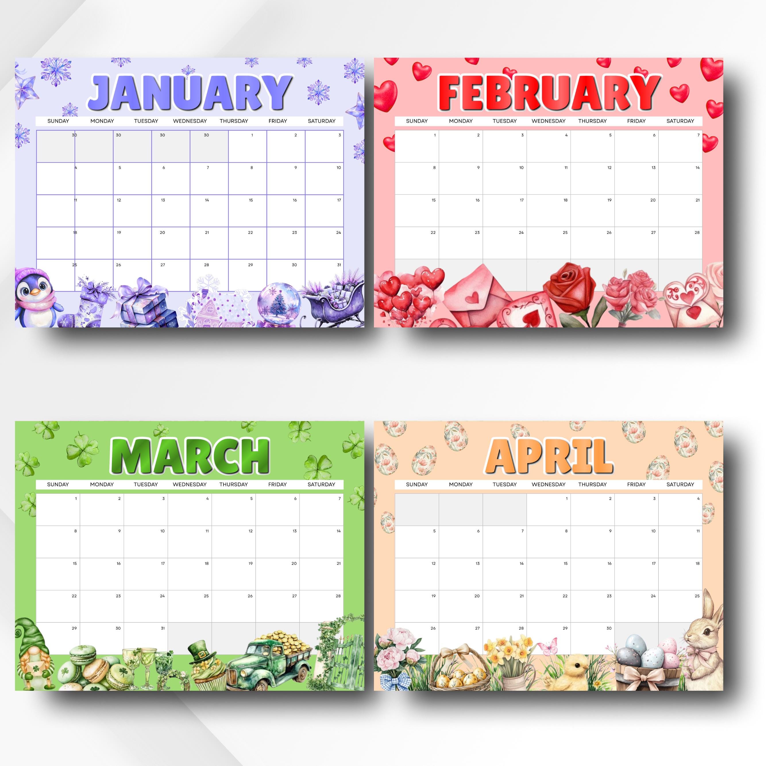 Editable 2026 Monthly Calendar, Cute Printable 2026 Planner for Kids ...