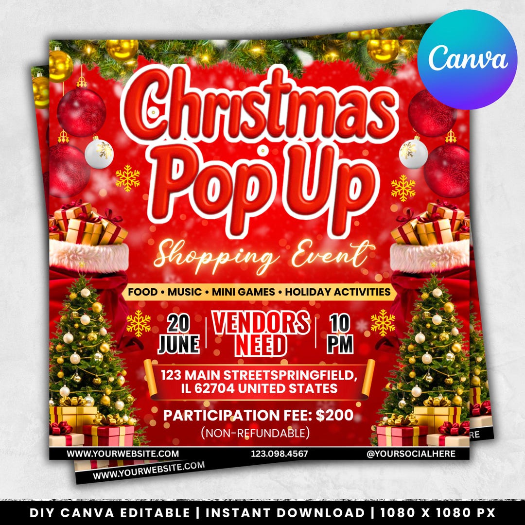 Christmas Pop up Flyer,christmas Sip and Shop Flyer,diy Flyer Canva ...