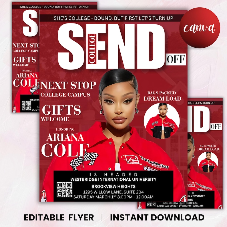 College Send off Flyer, Farewell Party Invite, Magazine Cover, DIY ...