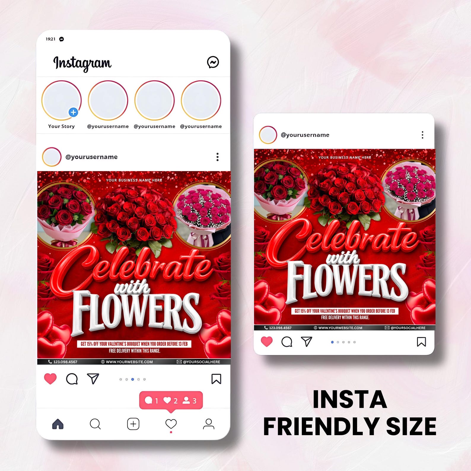 Valentine’s Day Flower Sale Flyer Template, Flower Bouquet Bookings ...