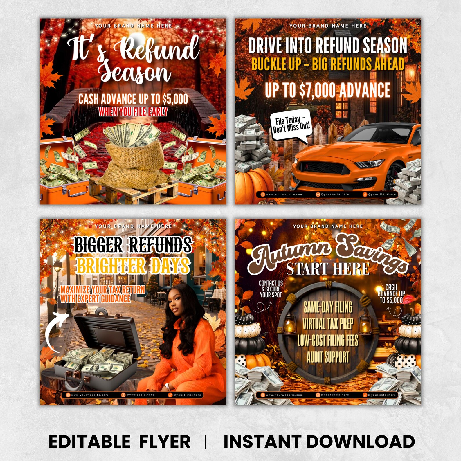 4 Thanksgiving Tax Professional Templates | Tax Prep Flyer | Tax Season ...