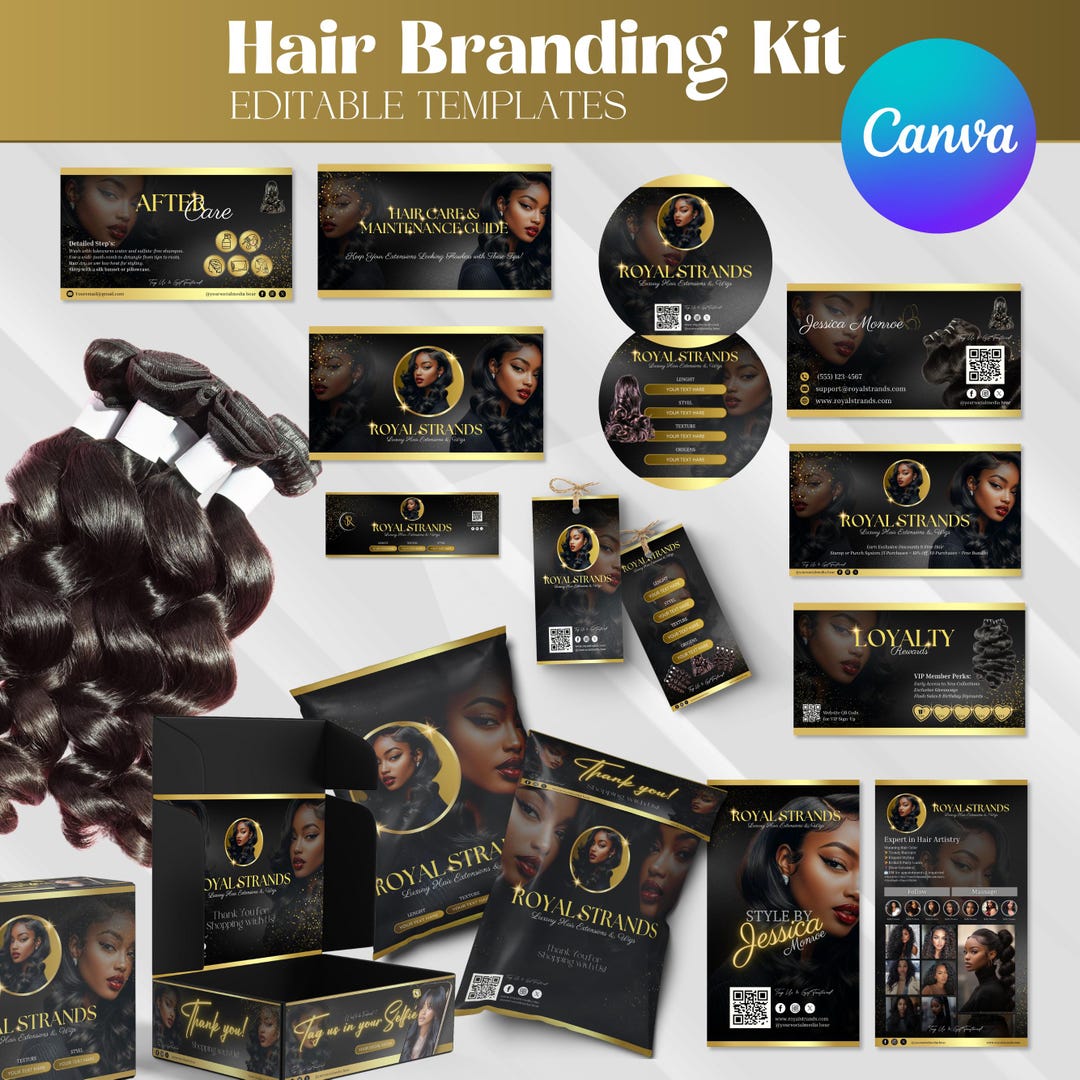 Hair Branding Kit, Diy Hair Bundle Tag Template, Hang Tags Thank You ...