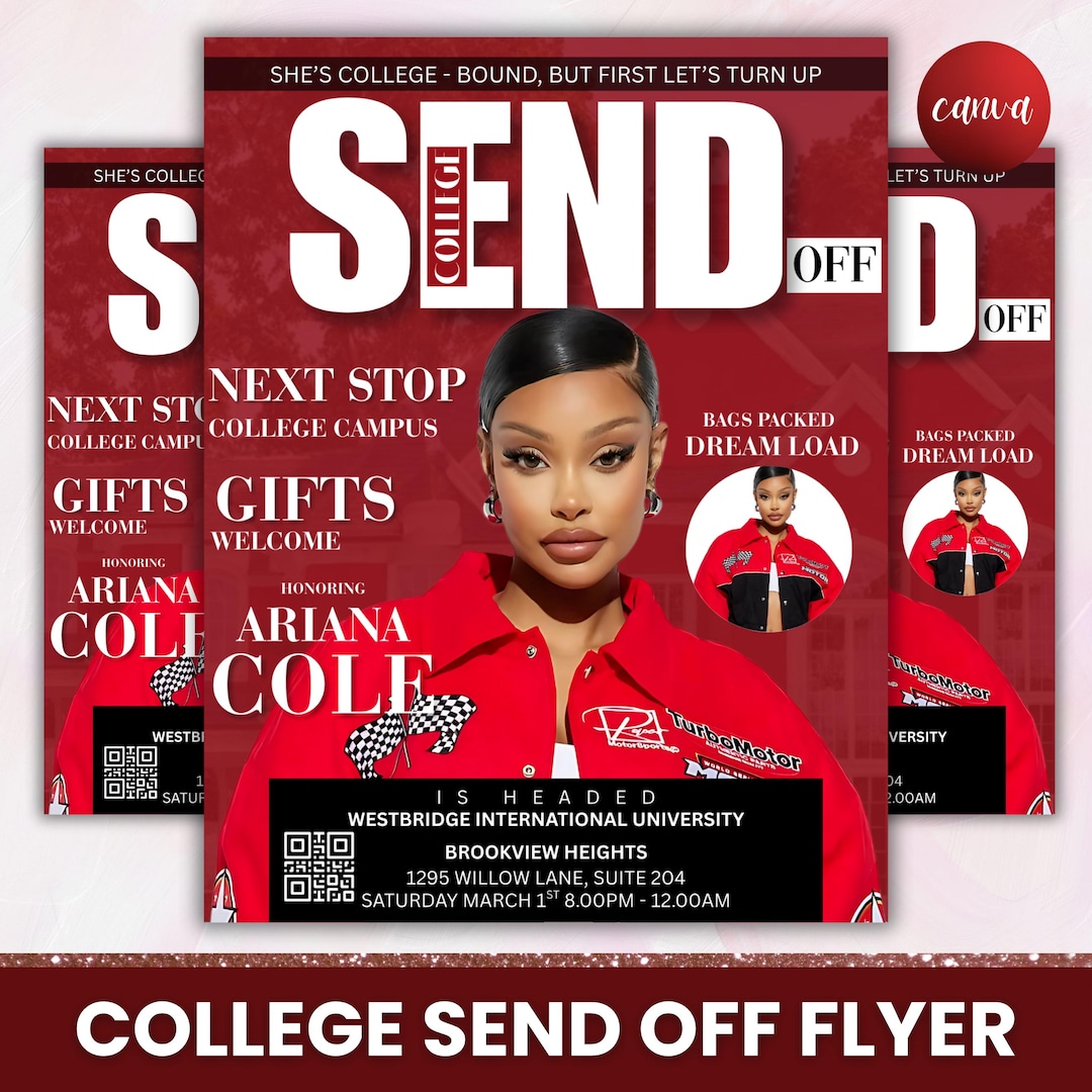 College Send off Flyer, Farewell Party Invite, Magazine Cover, DIY ...