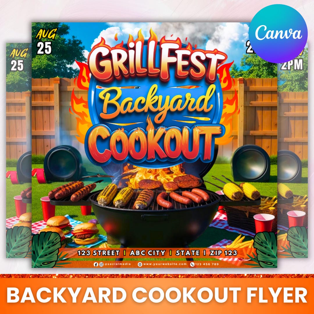 Backyard Kickback Flyer, Kickback Party Flyer, Games & Vibe Flyer ...