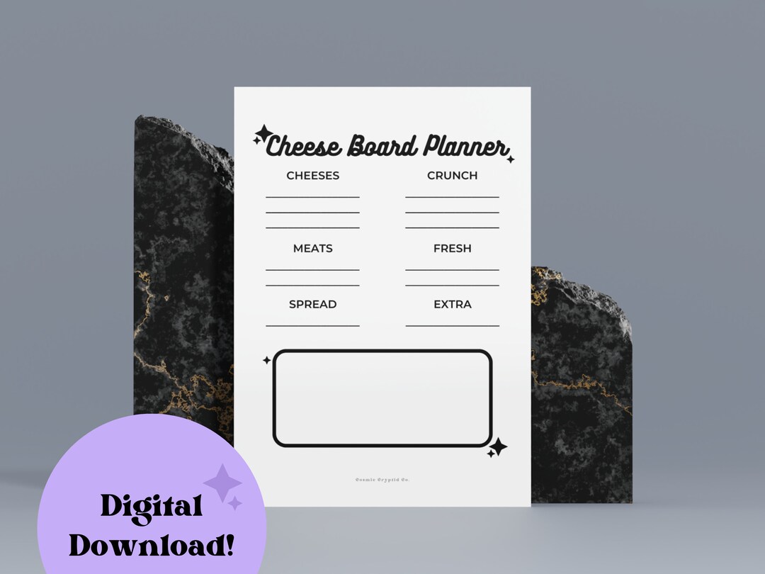 Cheese Board Planner | Instant Download | Digital File | Printable PDF ...