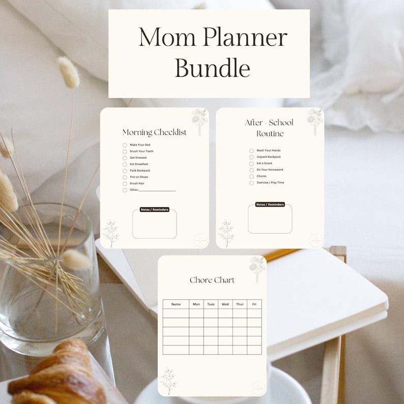 Printable Mom Planner Bundle | Chore Chart, Morning Checklist, After ...