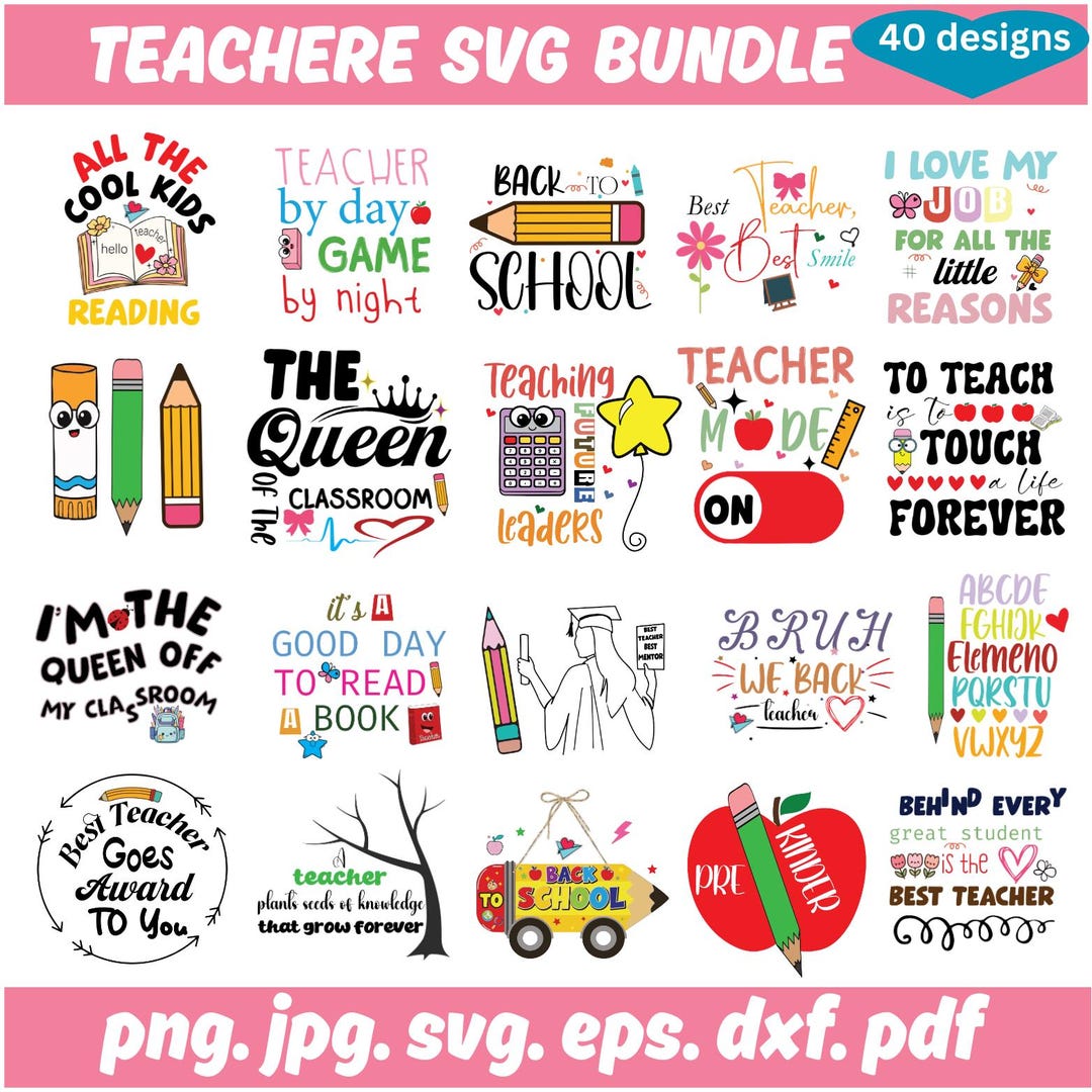 Teacher Svg Bundle, Back to School Svg, Teacher Quote Svg, Teacher ...