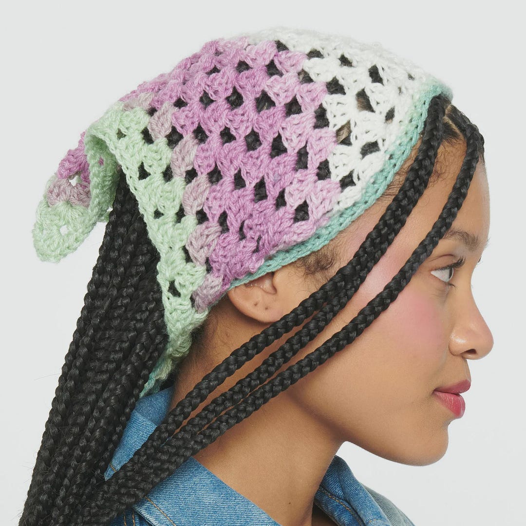 Caron Crochet Hair Bandana Pattern – Easy Summer Head Wrap PDF, Stylish ...