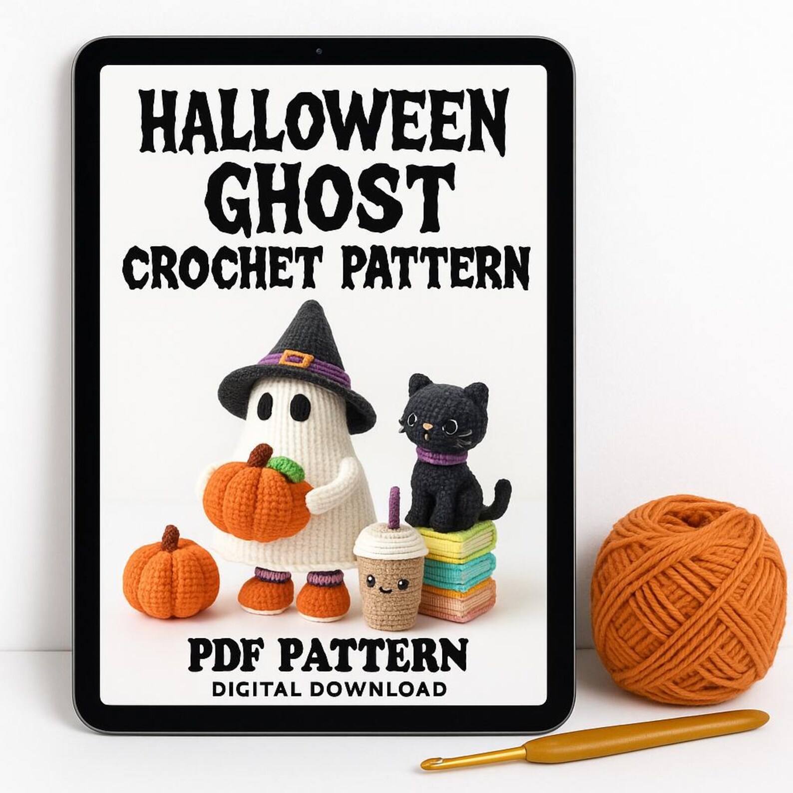 Halloween Ghost Crochet Pattern: 4-in-1 Amigurumi - Witch, Cat ...