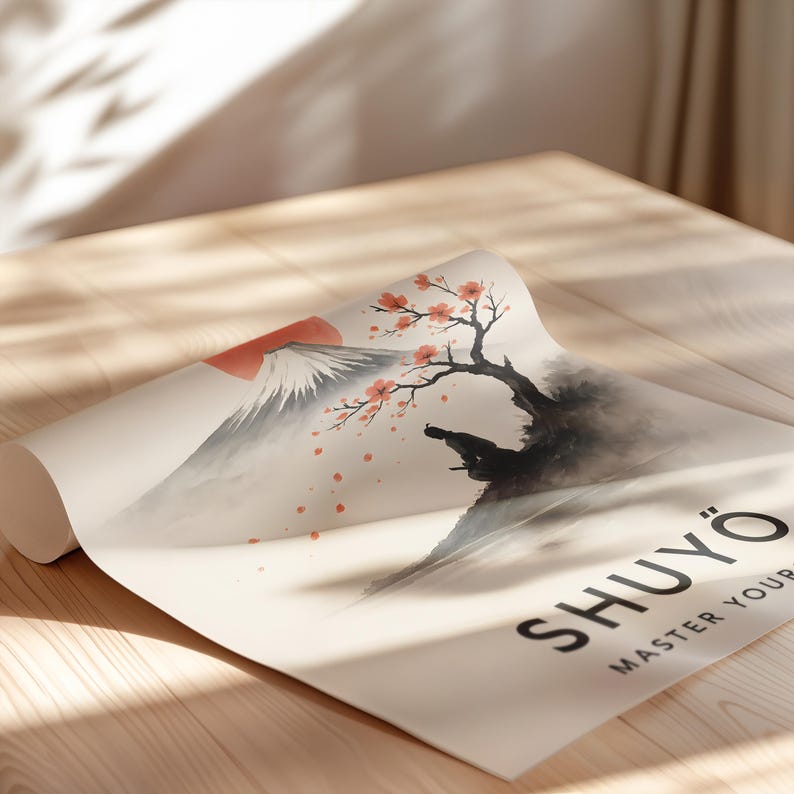 Shuyo Japanese Zen Poster | Samurai Wall Art | Mount Fuji Print - Etsy UK