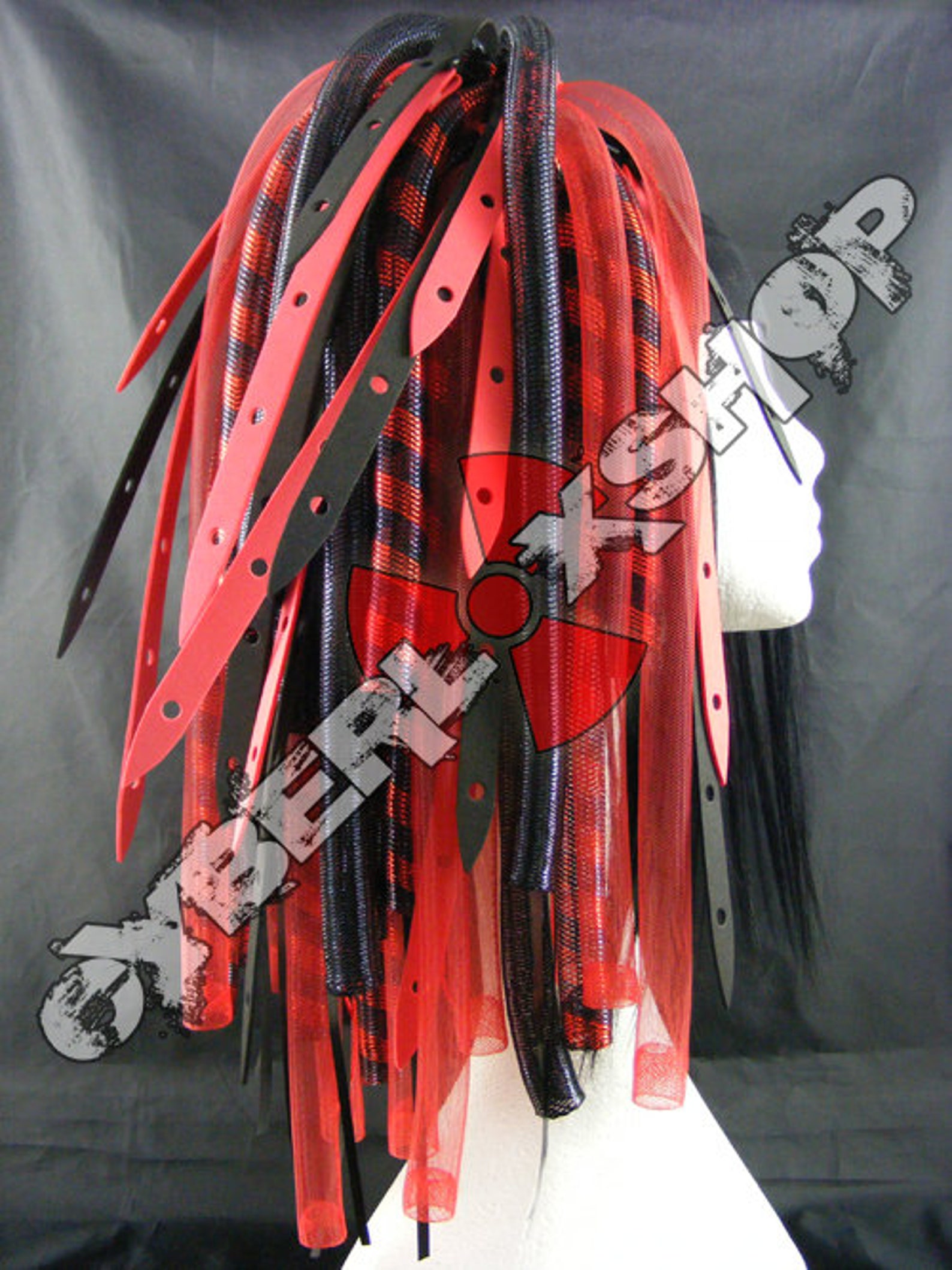 Cyberlox Dread Goth Red Black Redweb Metallic Hair Falls | Etsy