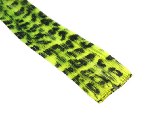 Clip-in 12 Hair Extensions Neon Yellow Leopard Print Emo - Etsy