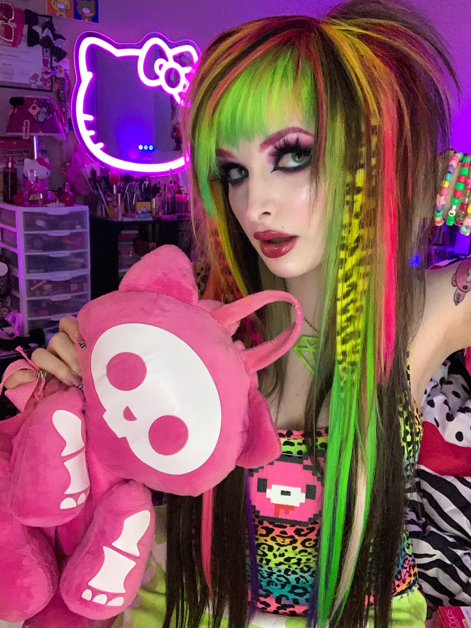 Clip-in 12" Hair Extensions Green Leopard Print Emo Scene Extension ...