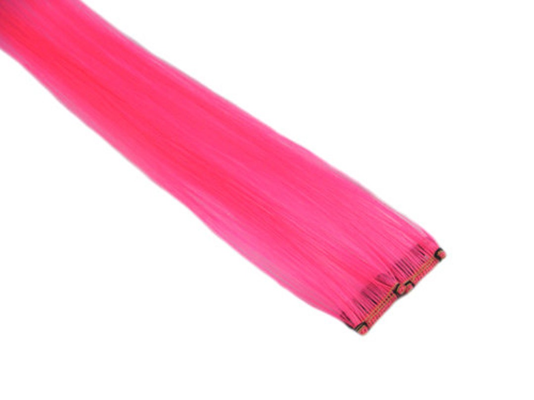 Clip-in 12" Hair Extensions Neon Pink Emo Scene Extension Goth Punk ...