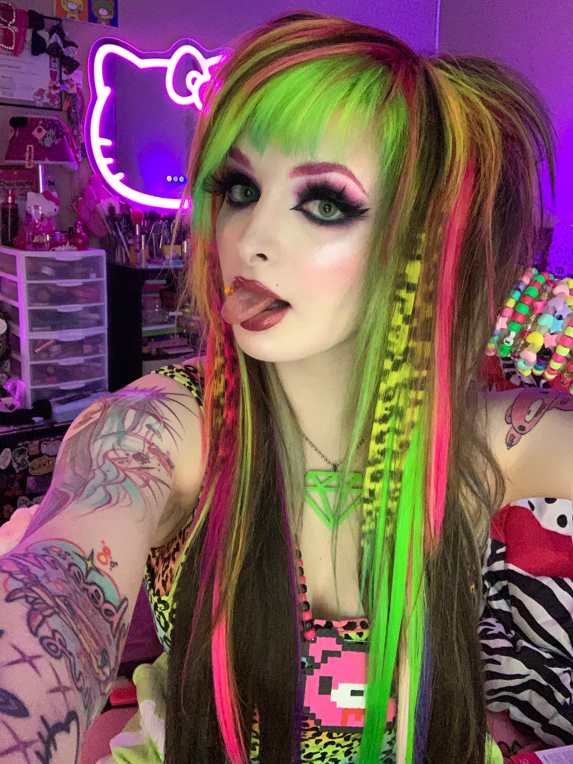 Clip-in 12" Hair Extensions Blonde Leopard Print Emo Scene Extension ...