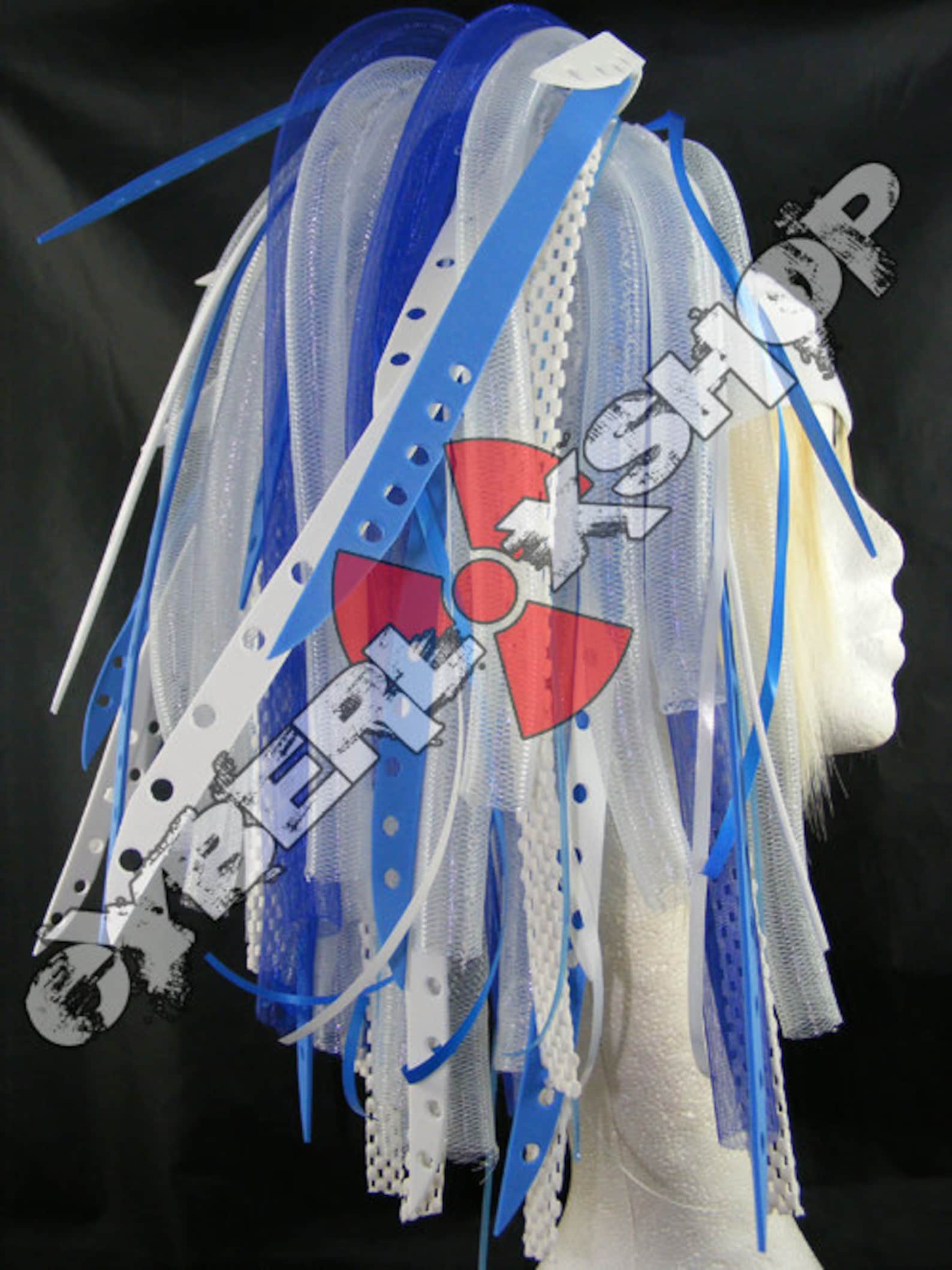 Cyberlox Dread Goth Blue White Bluebleach Hair Falls | Etsy