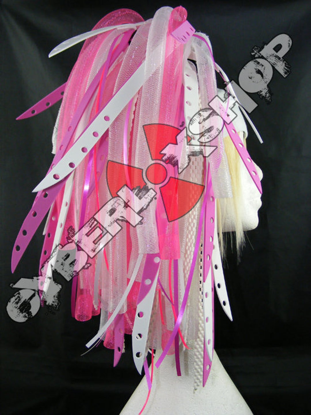 Cyberlox Dread Goth Pink White Fuchsiableach Hair Falls - Etsy