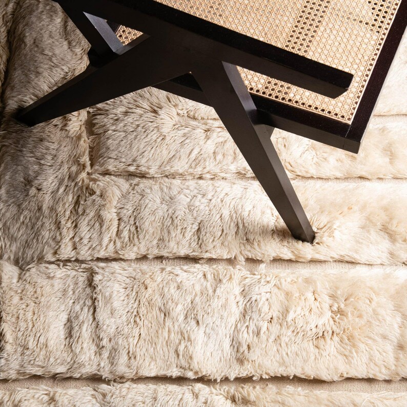 Custom Handwoven Plush Beni Mrirt Berber Moroccan Wool Rug | Neutral ...