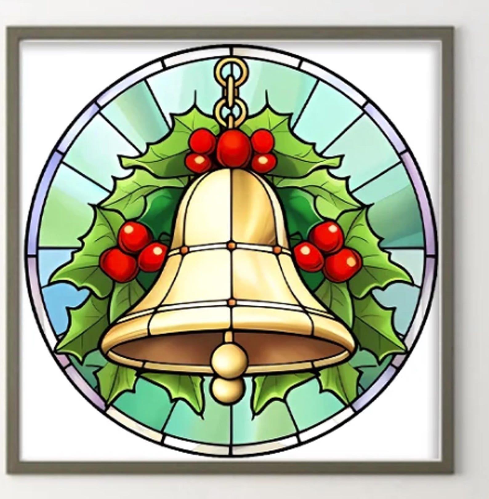 Christmas Bell DIY Embroidery Kit, Stained Glass Style, Cross Stitch ...