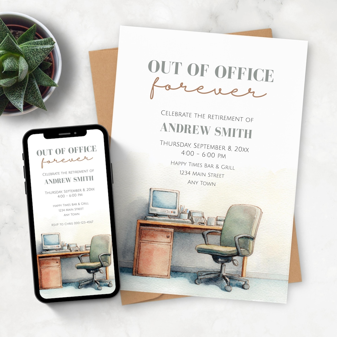 Out of Office Forever Retirement Party Invitation | Retirement Digital ...
