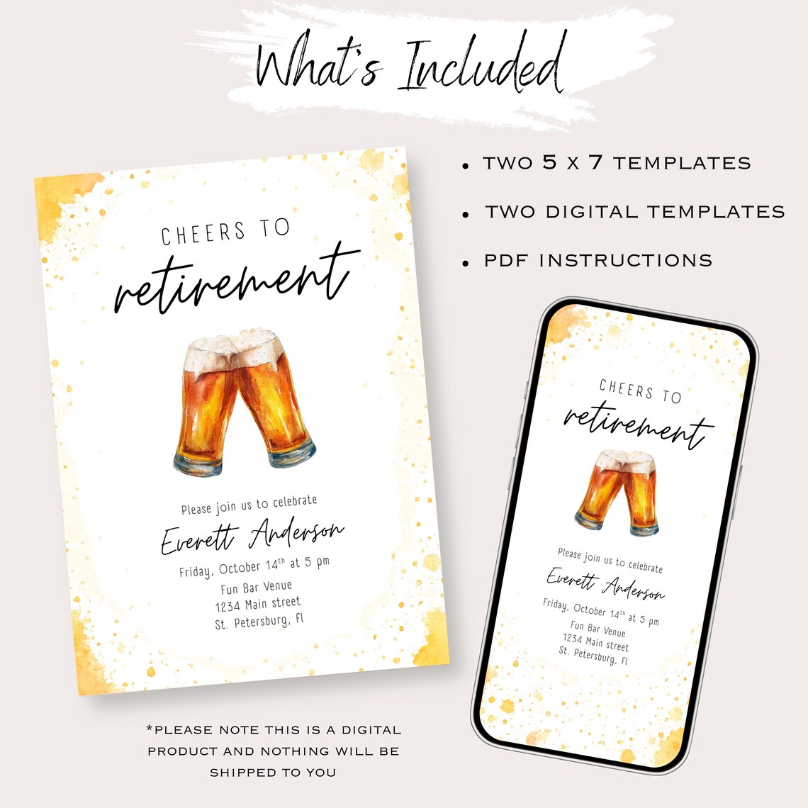 Cheers to Retirement Party Invitation, Retirement Party Digital ...