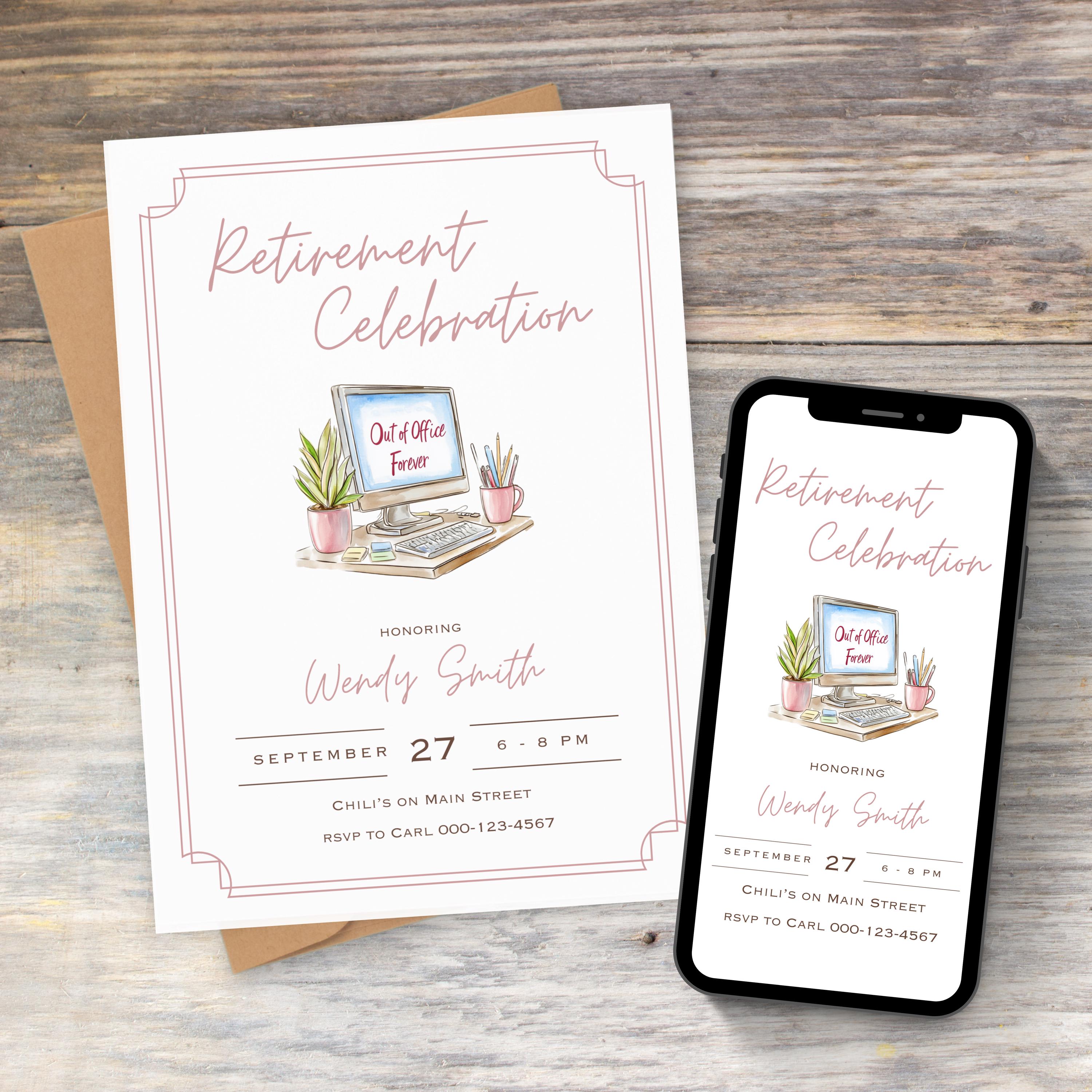 Out of Office Retirement Party Invitation | Retirement Party Digital ...