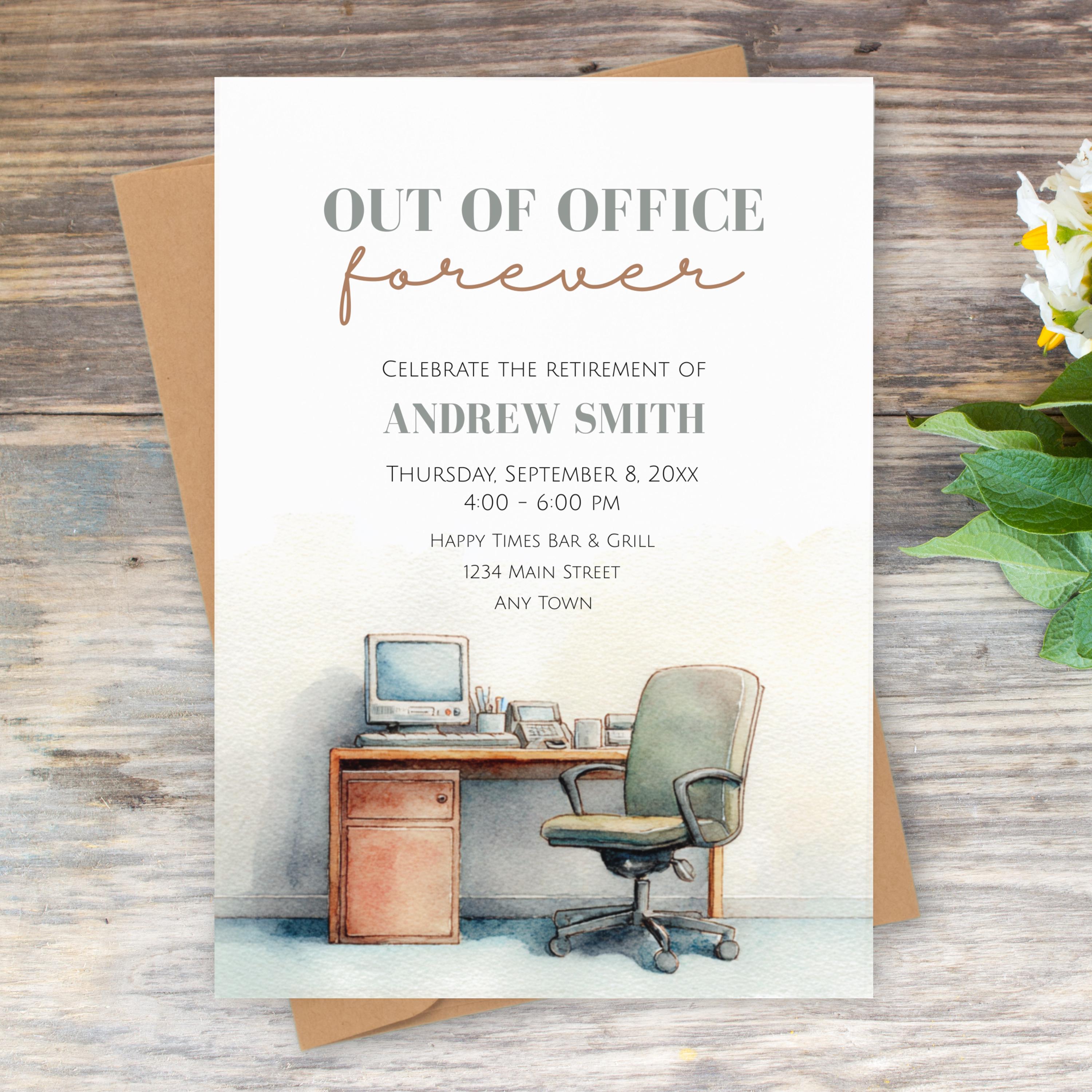 Out of Office Forever Retirement Party Invitation | Retirement Digital ...