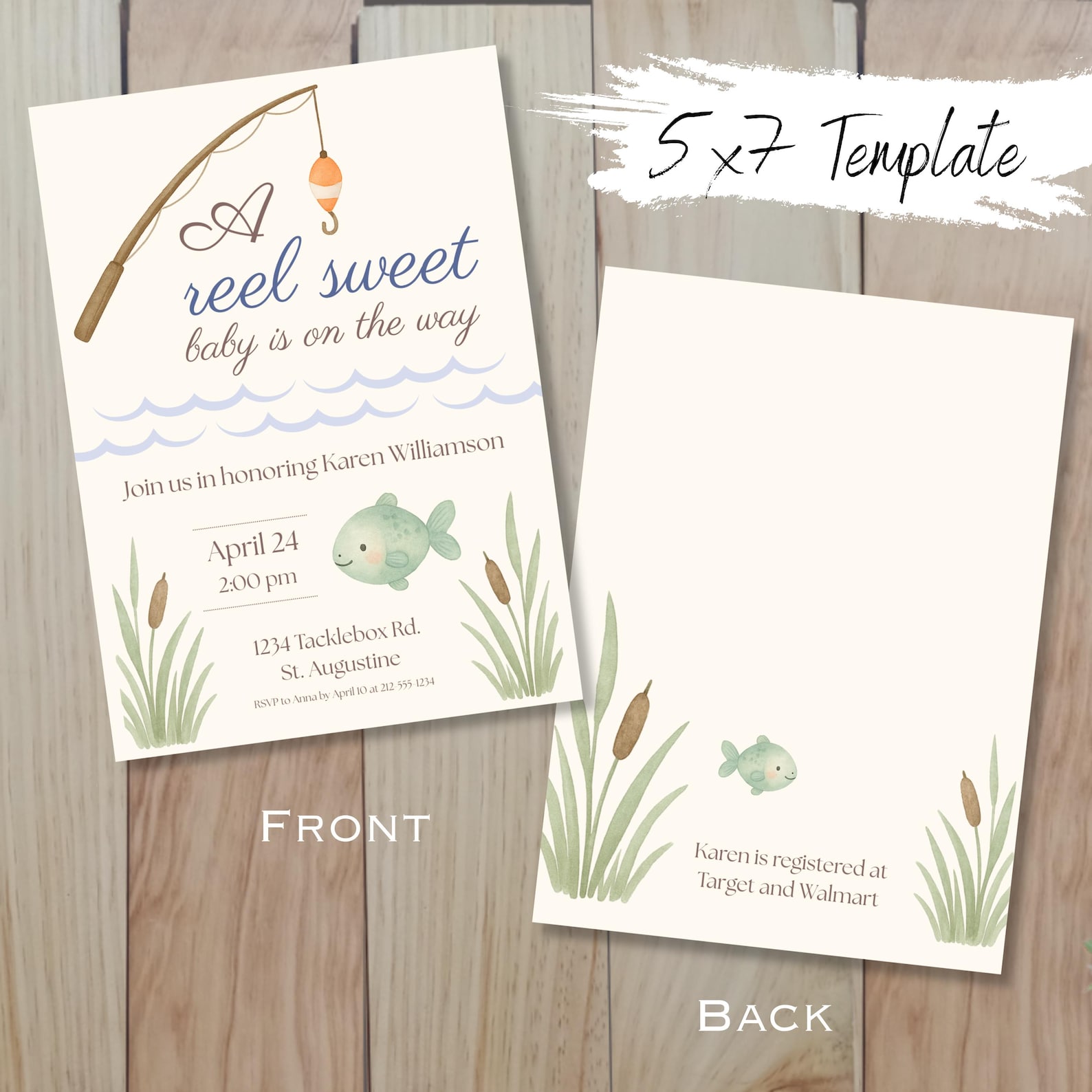 Fishing Theme Baby Shower Invitation, Fish Theme Digital Download, Baby ...