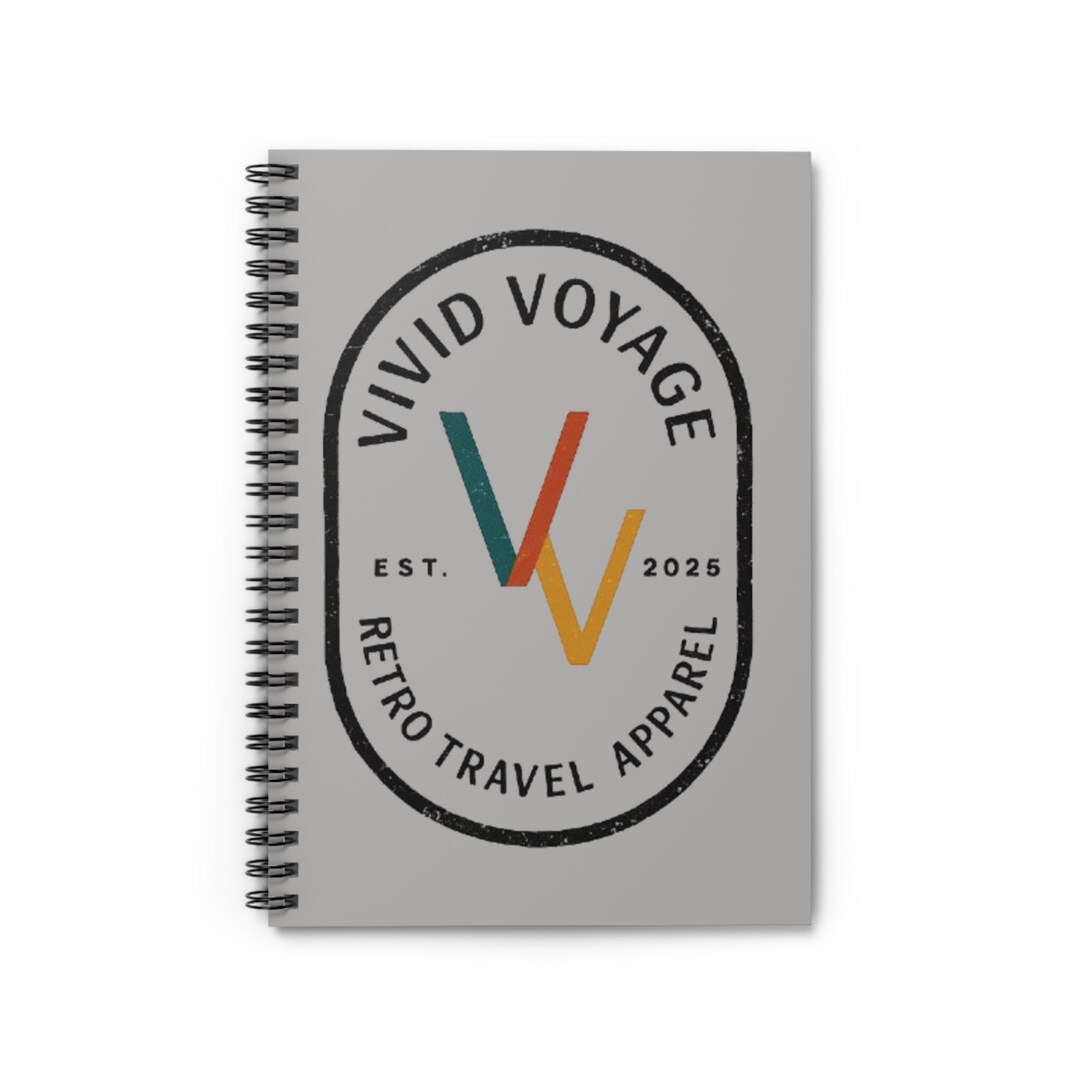 Vivid Voyage Spiral Grey Notebook, Travel Journal, Retro Stationery ...