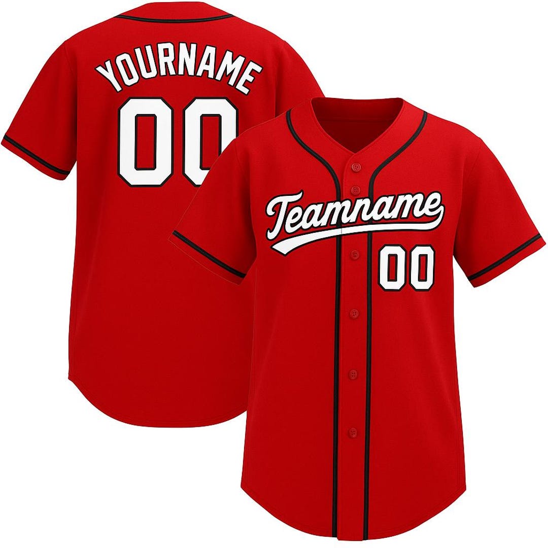 Custom Red Baseball Jersey | Personalized Team Name & Number | Unisex ...