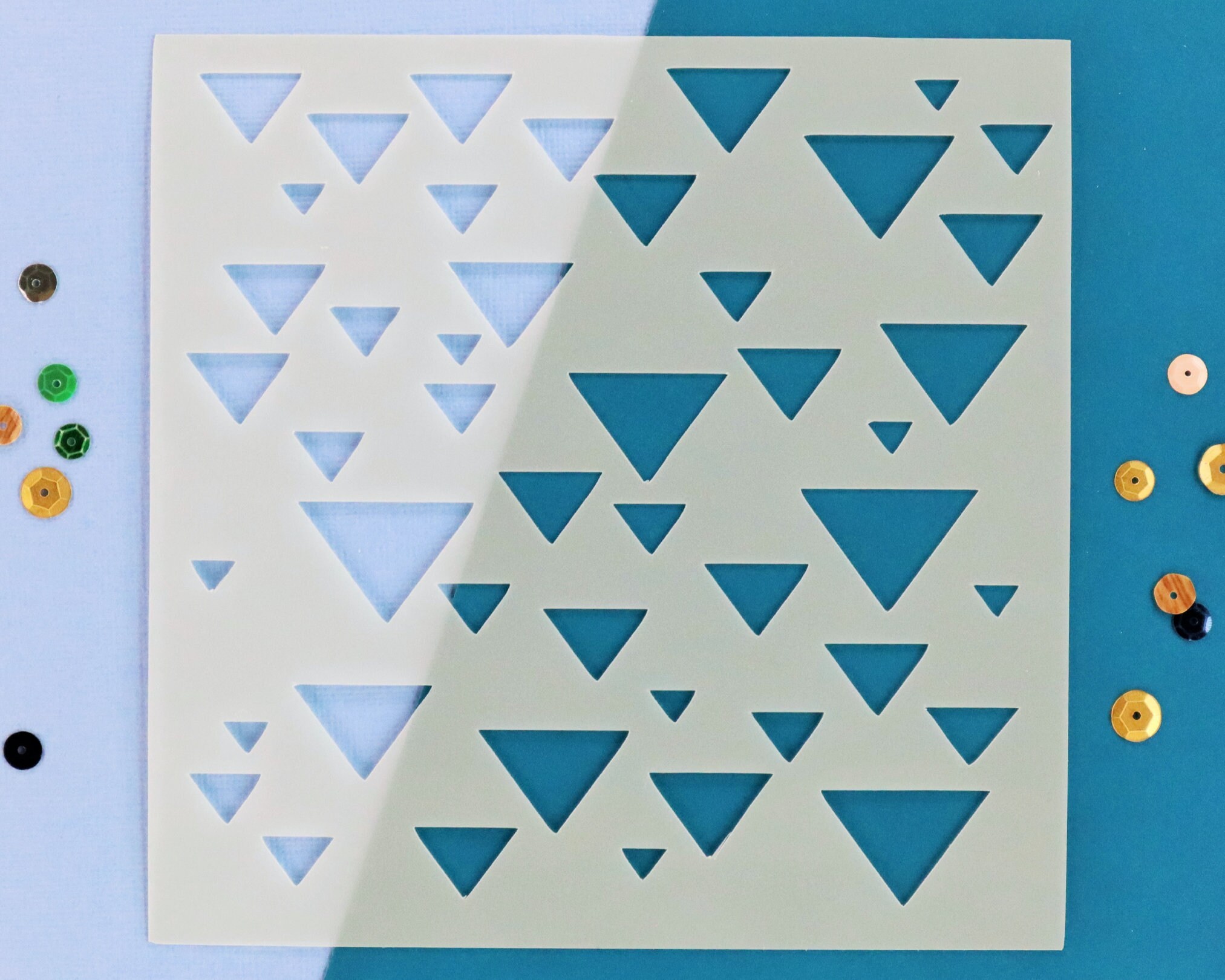 Triangles Stencil Scattered Triangles 6x6 Stencil | Etsy