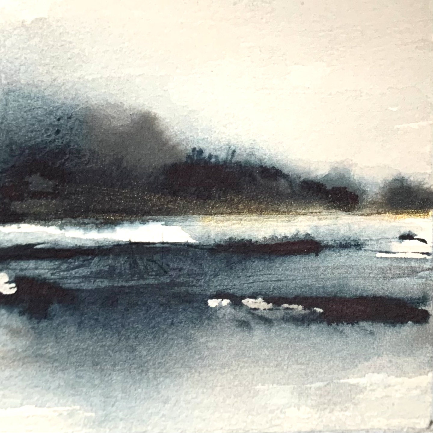 Original Ink Wash & Watercolor Abstract Landscape Art, Artwork, Drawing ...