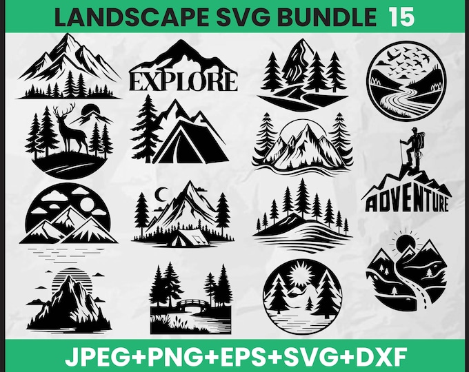 Mountain Forest Svg Bundle, Forest Tree Svg, Palm Tree Svg, Tree Line ...