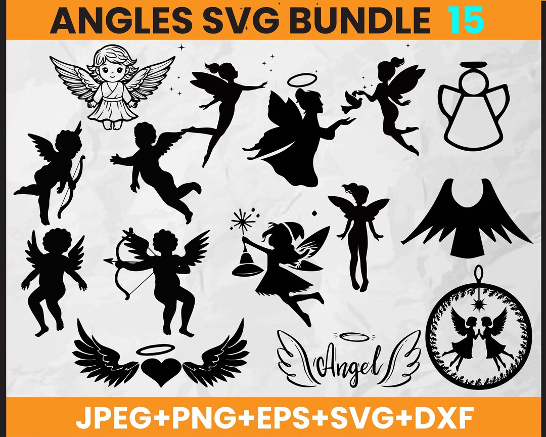 Angels Bundle Svg, Christmas Angels Svg,angels Clipart,angel Outline ...