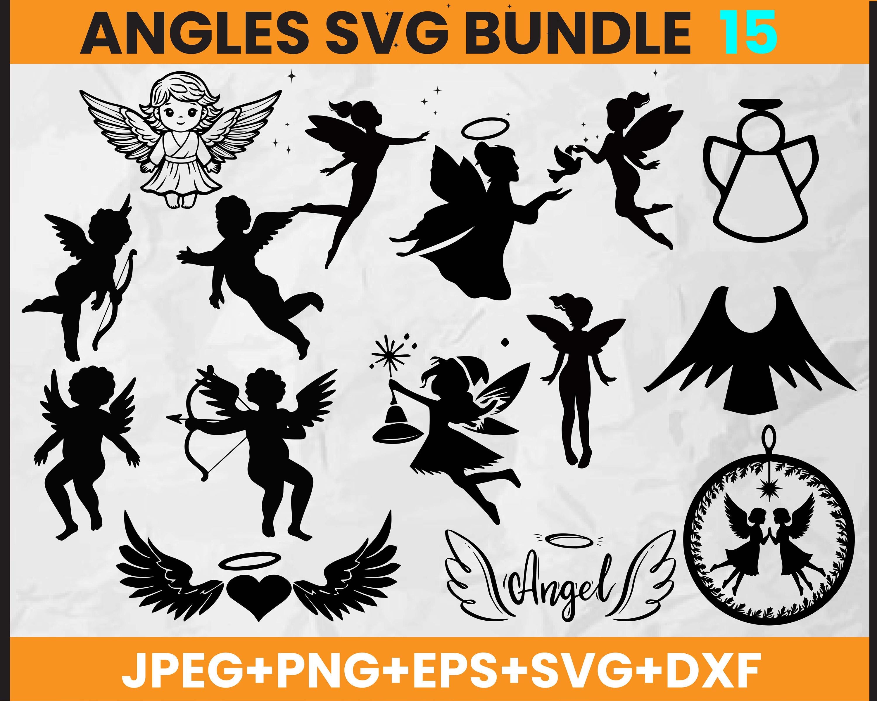 Angels Bundle Svg, Christmas Angels Svg,angels Clipart,angel Outline ...
