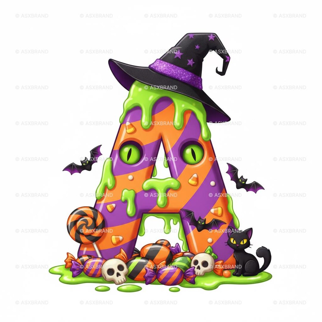 Halloween Alphabet Letters Clipart: Spooky A–Z PNG for Sublimation ...