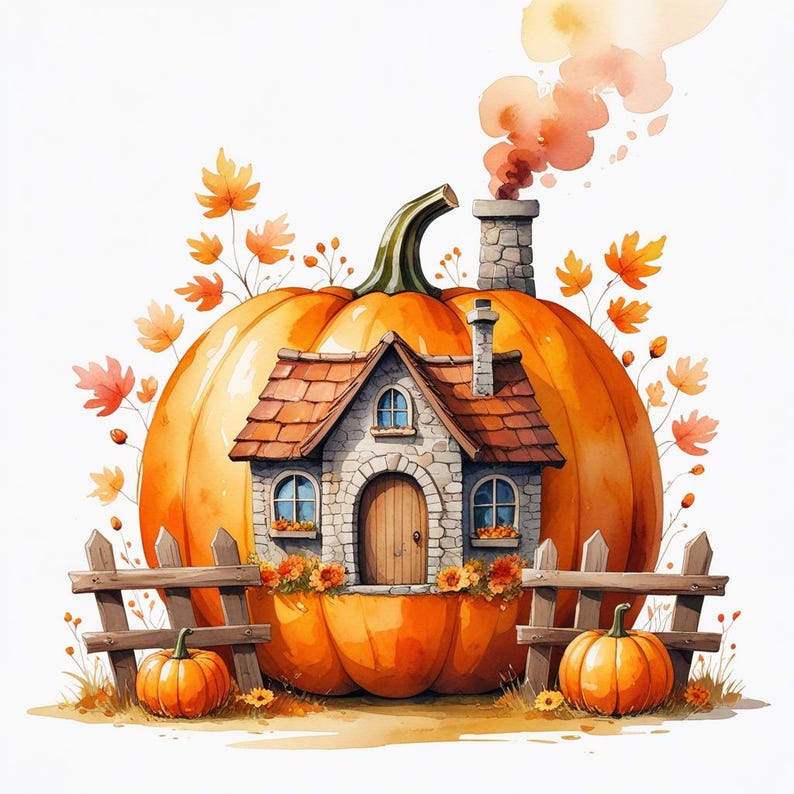 Pumpkin House Clipart PNG: Halloween House Set (digital Download) - Etsy