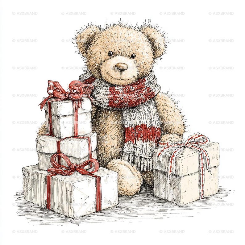 Christmas Teddy Bear Clipart: Cute Teddy Clipart Sublimation Clipart ...