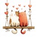 Quirky Valentine Cats Couple Clipart: Funny Romantic Watercolor Clipart ...