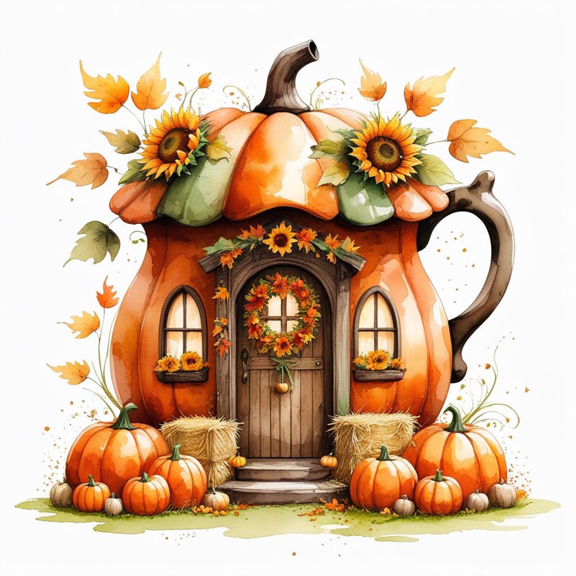 Pumpkin House Clipart PNG: Halloween House Set (digital Download) - Etsy