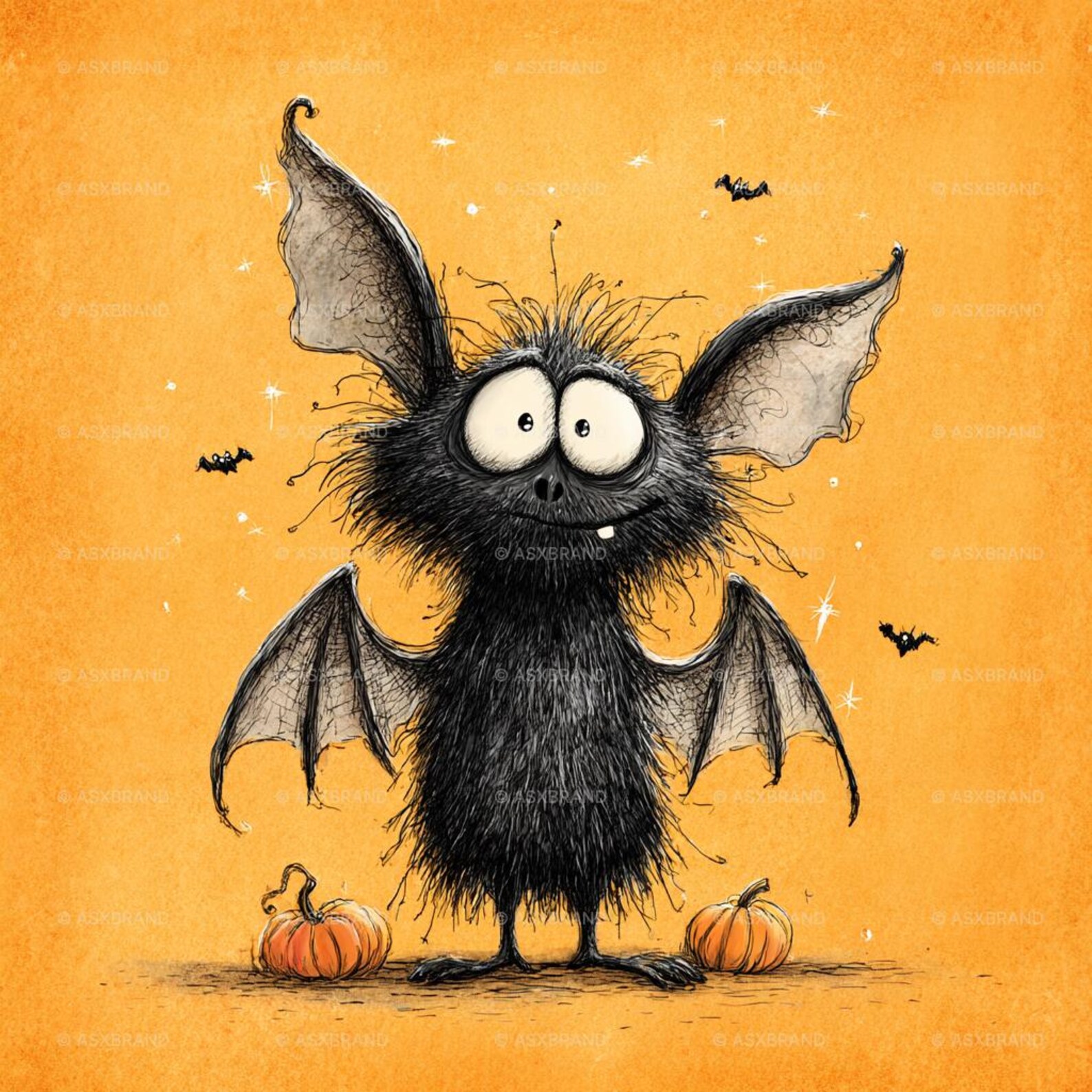 Funny Frazzled Bat Clipart Bundle: Halloween PNG Images (digital ...