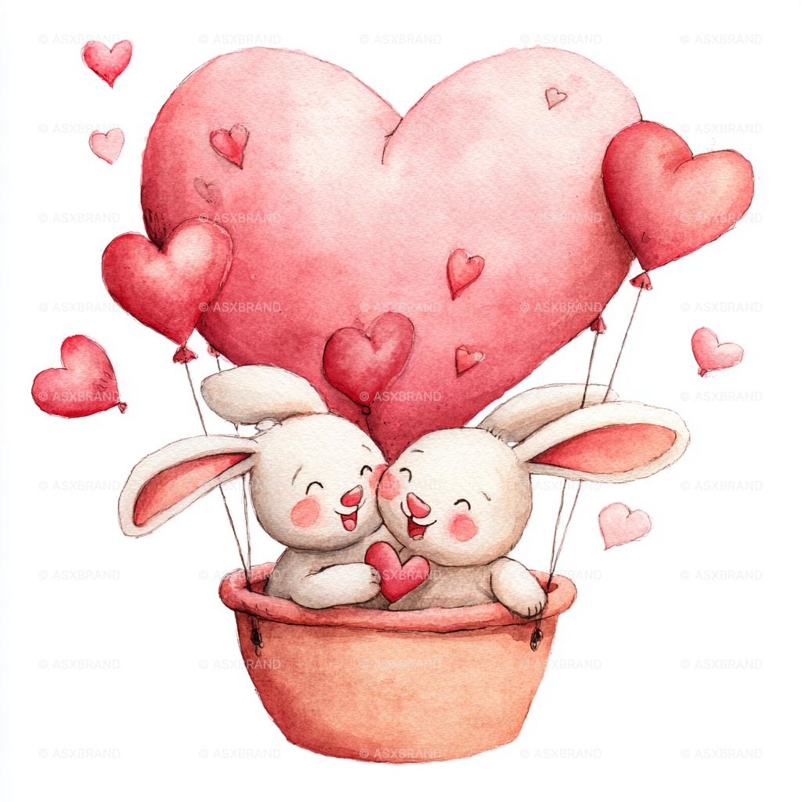 Valentine’s Day Bunny Love Clipart: Romantic Rabbit PNG Bundle (digital ...