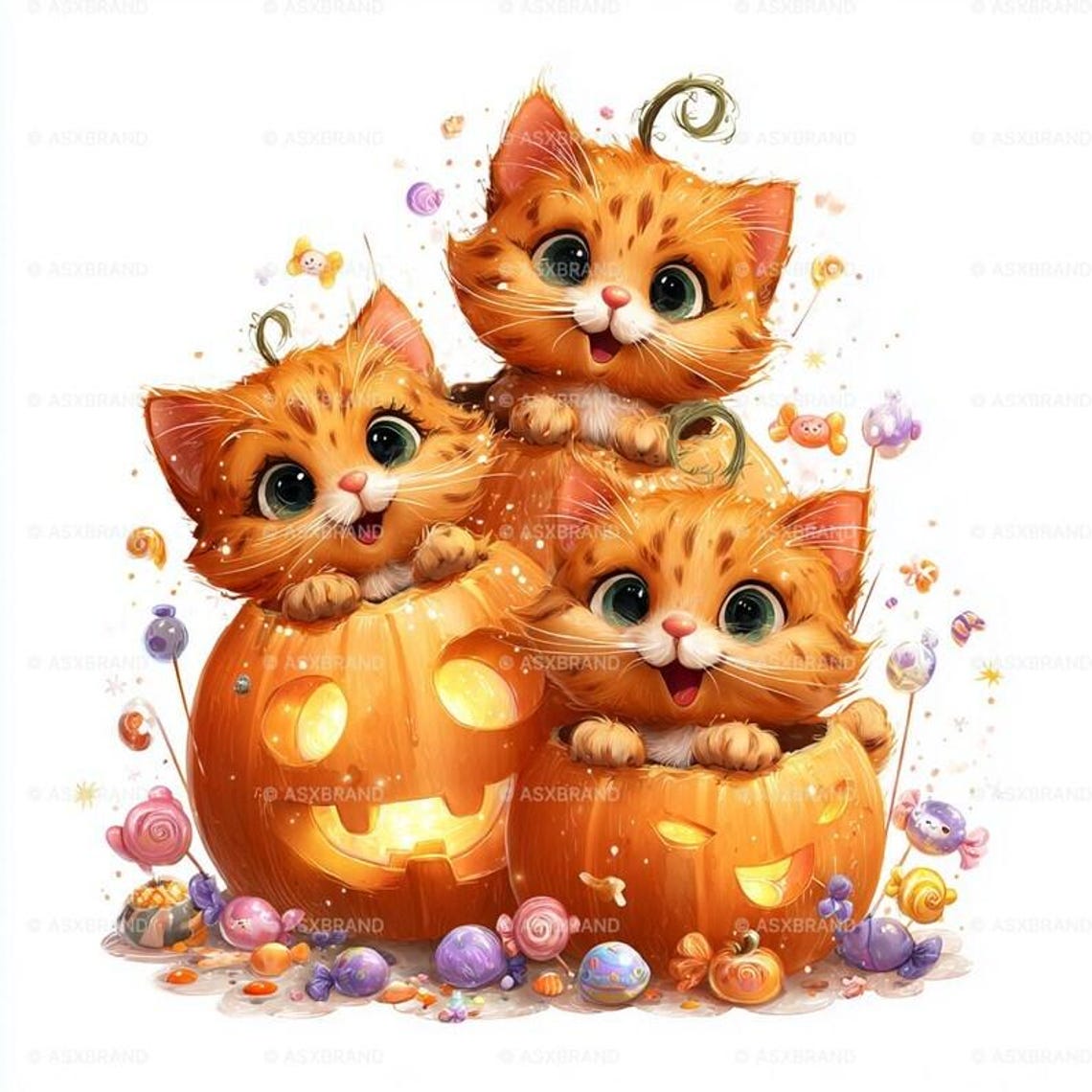 12 Cute Black Cat Pumpkin PNG Bundle, Quirky Halloween Clipart, Spooky ...