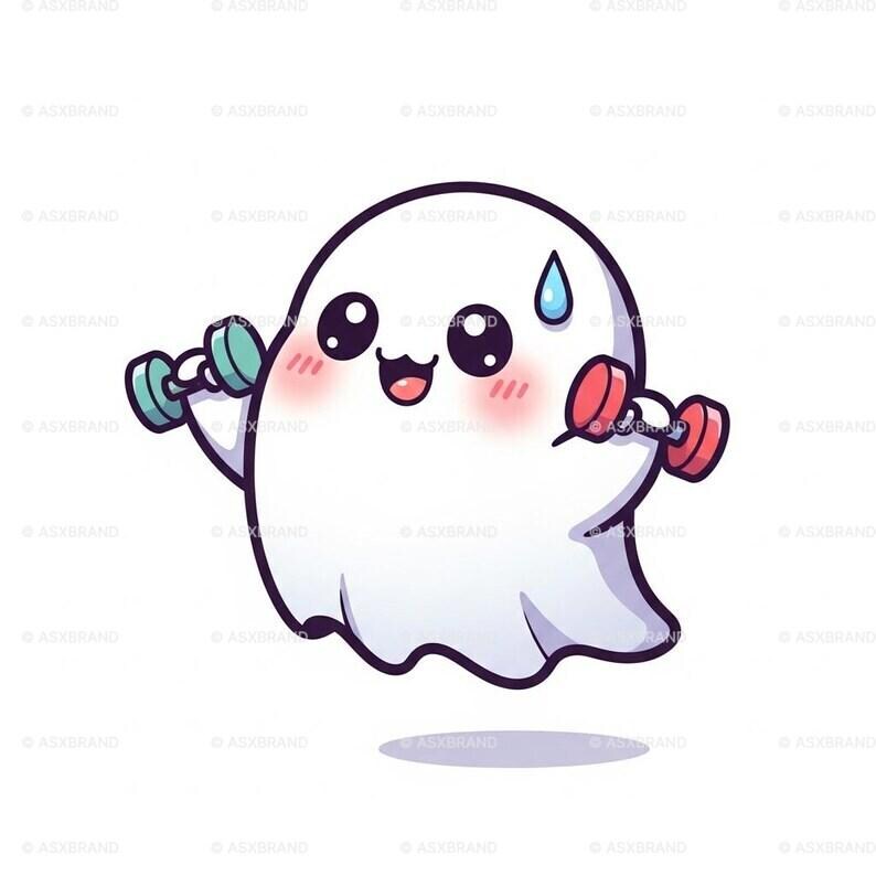 Halloween Ghost Gym Clipart Bundle: Spooky Fitness Designs (digital ...