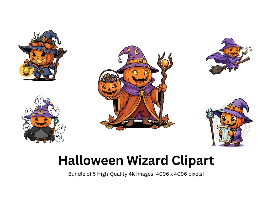 Halloween Cute Ghost Clipart Ghost Wizard Halloween Illustration Ghost ...