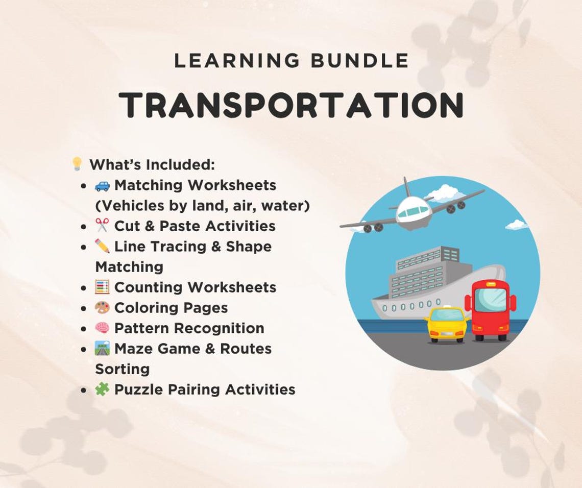 Transportation Bundle | Worksheets, Flashcards| Preschool & Toddler ...