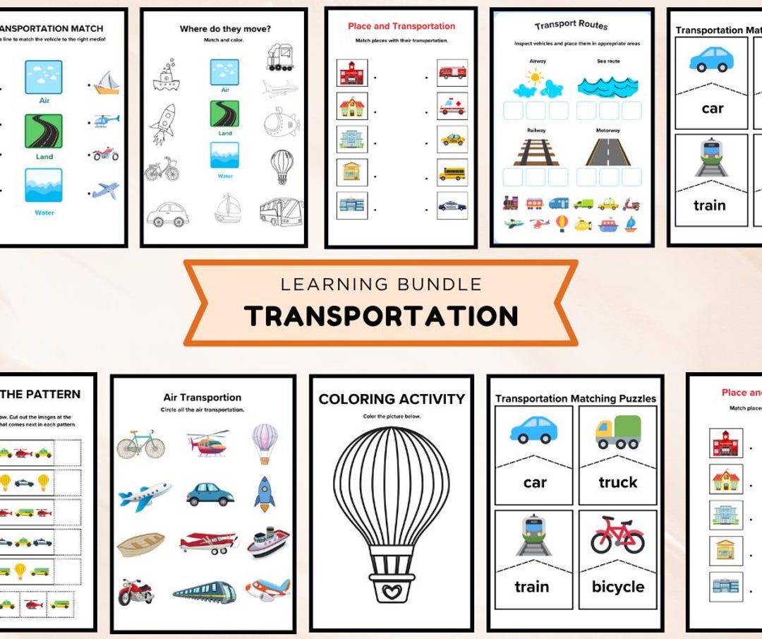 Transportation Bundle | Worksheets, Flashcards| Preschool & Toddler ...
